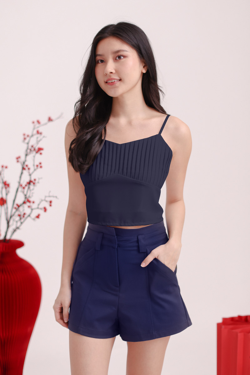 Hanni Pleated Sweetheart Crop Top